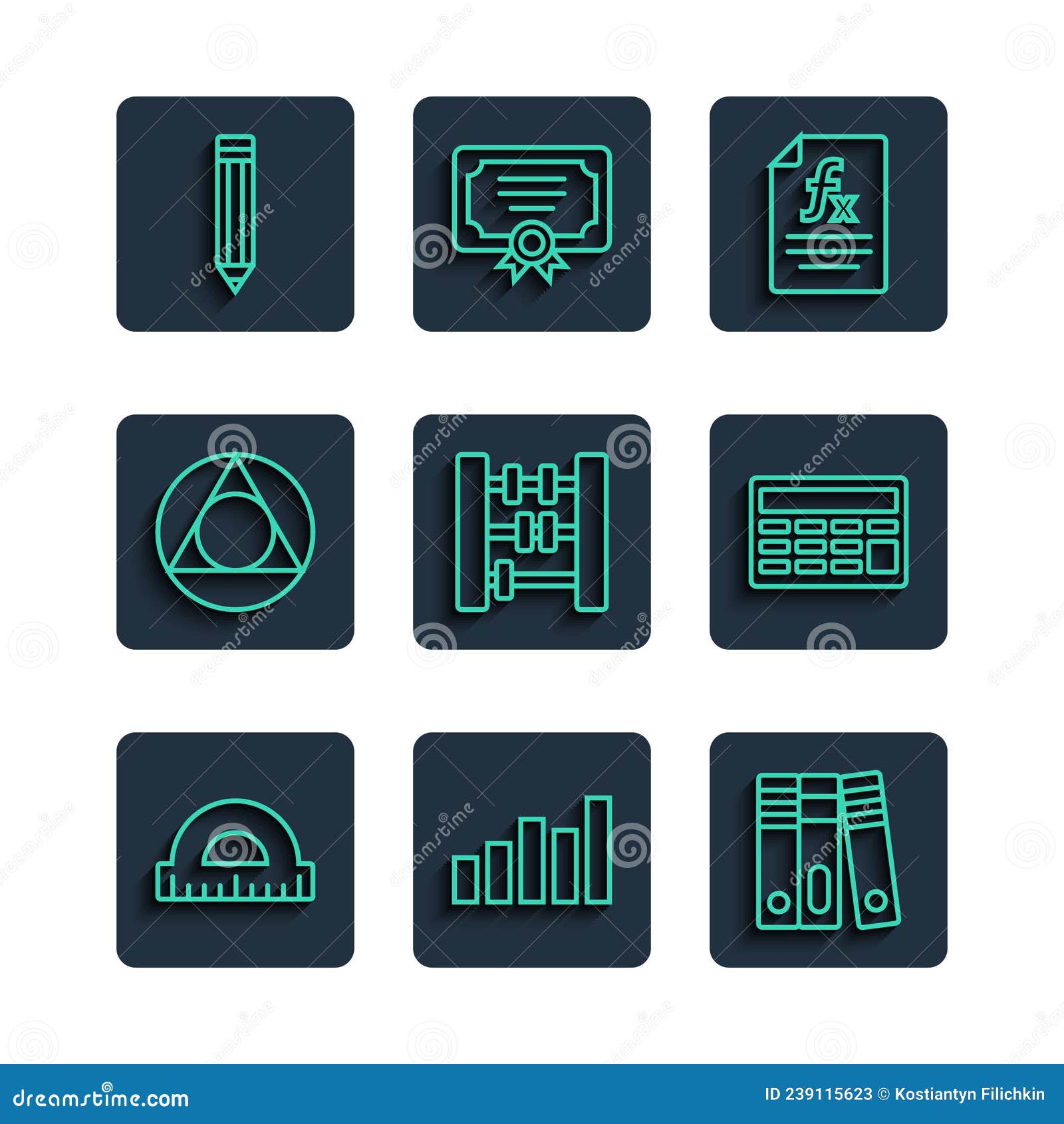 Set Line Protractor Graph Schedule Chart Diagram Office Folders
