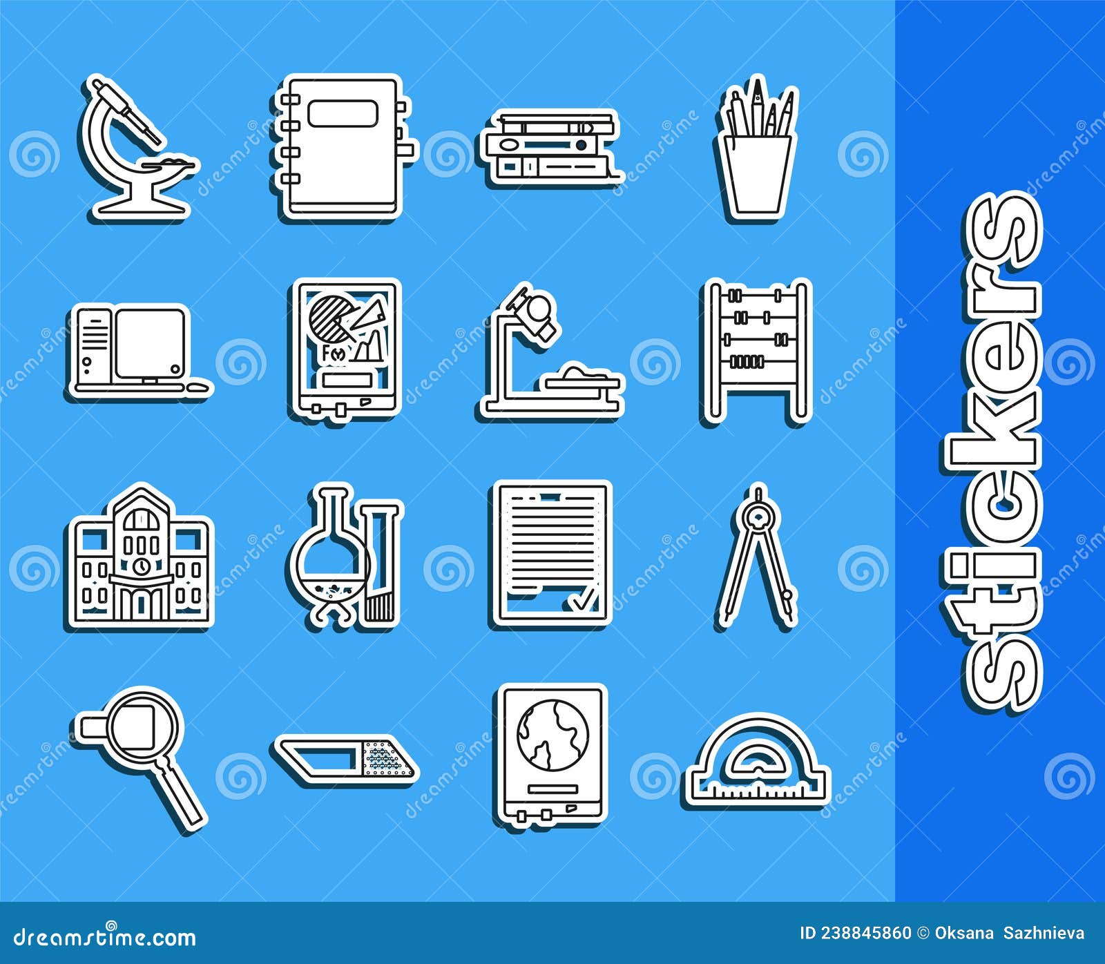 Set Line Protractor Grid for Measuring Degrees, Drawing Compass, Abacus ...
