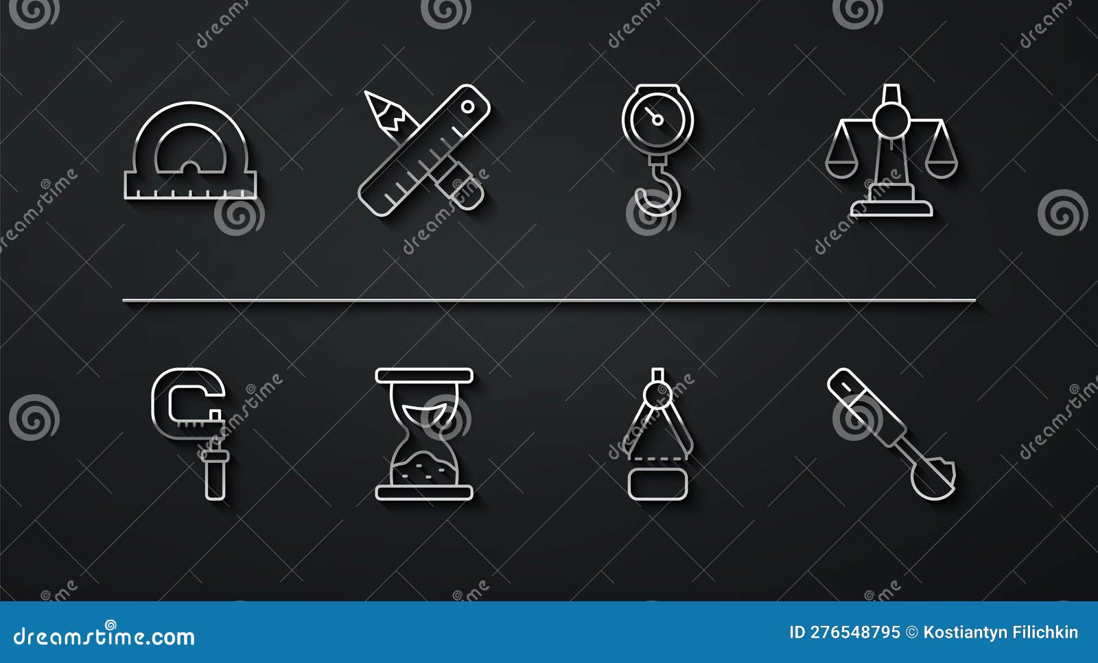 Set Line Protractor, Micrometer, Scales of Justice, Drawing Compass ... Set Line Protractor, Micrometer, Scales of Justice, Drawing Compass ...