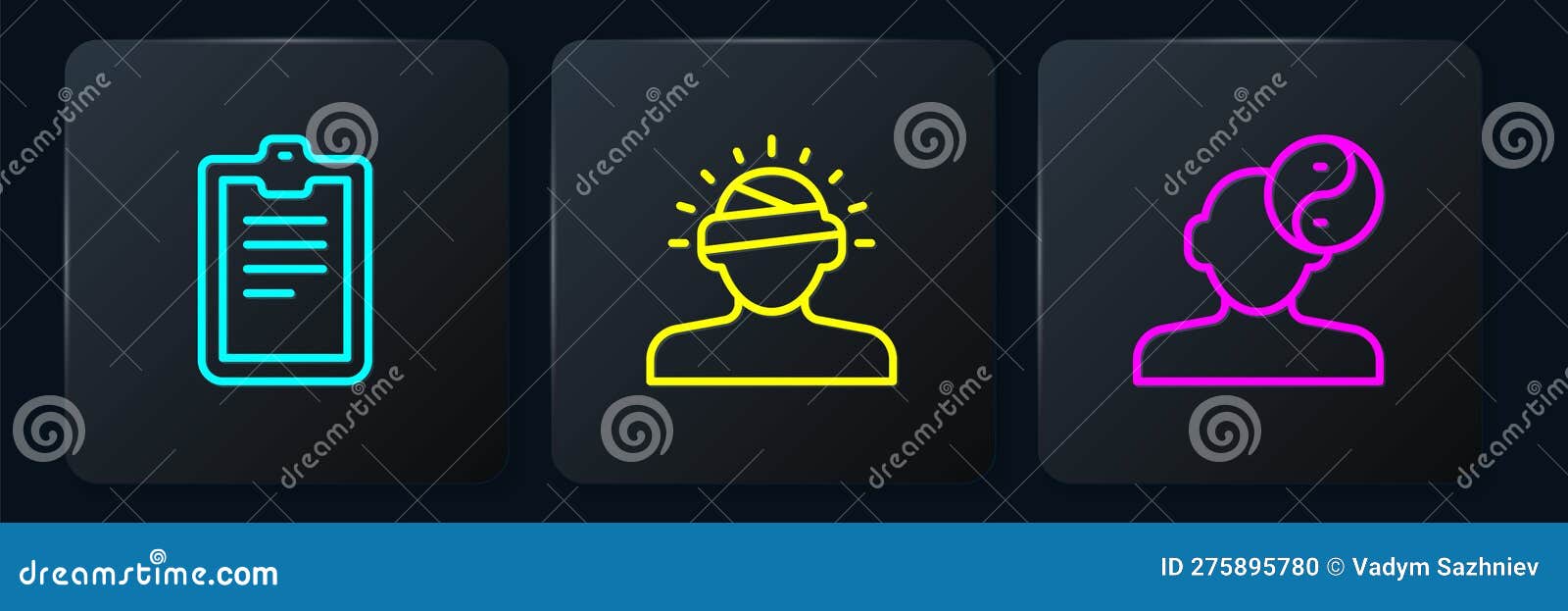 Set Line Psychological Test, Yin Yang Symbol and Concussion, Headache ...