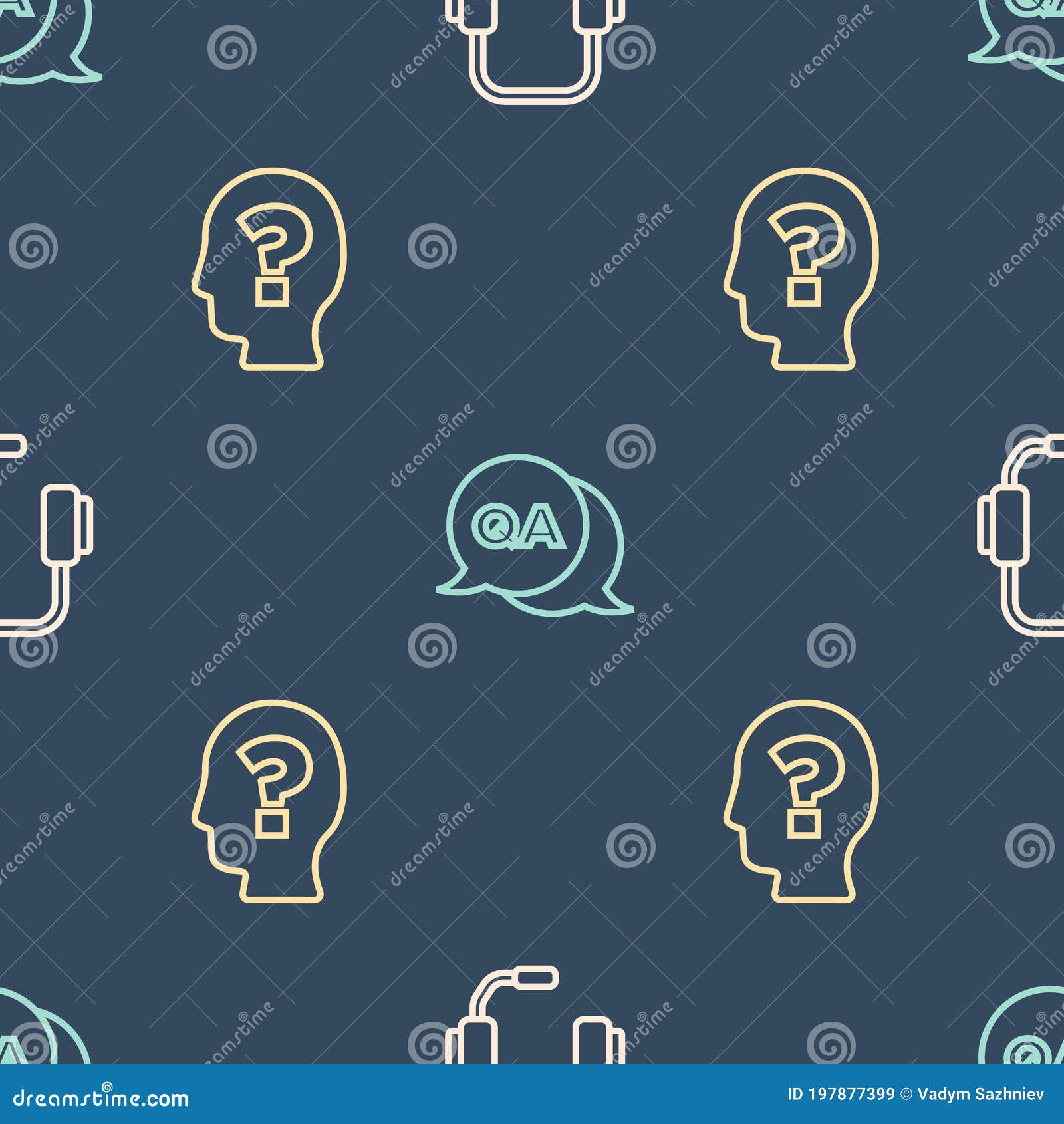 Set Line Psychologist Online, Head with Question Mark and Question and ...