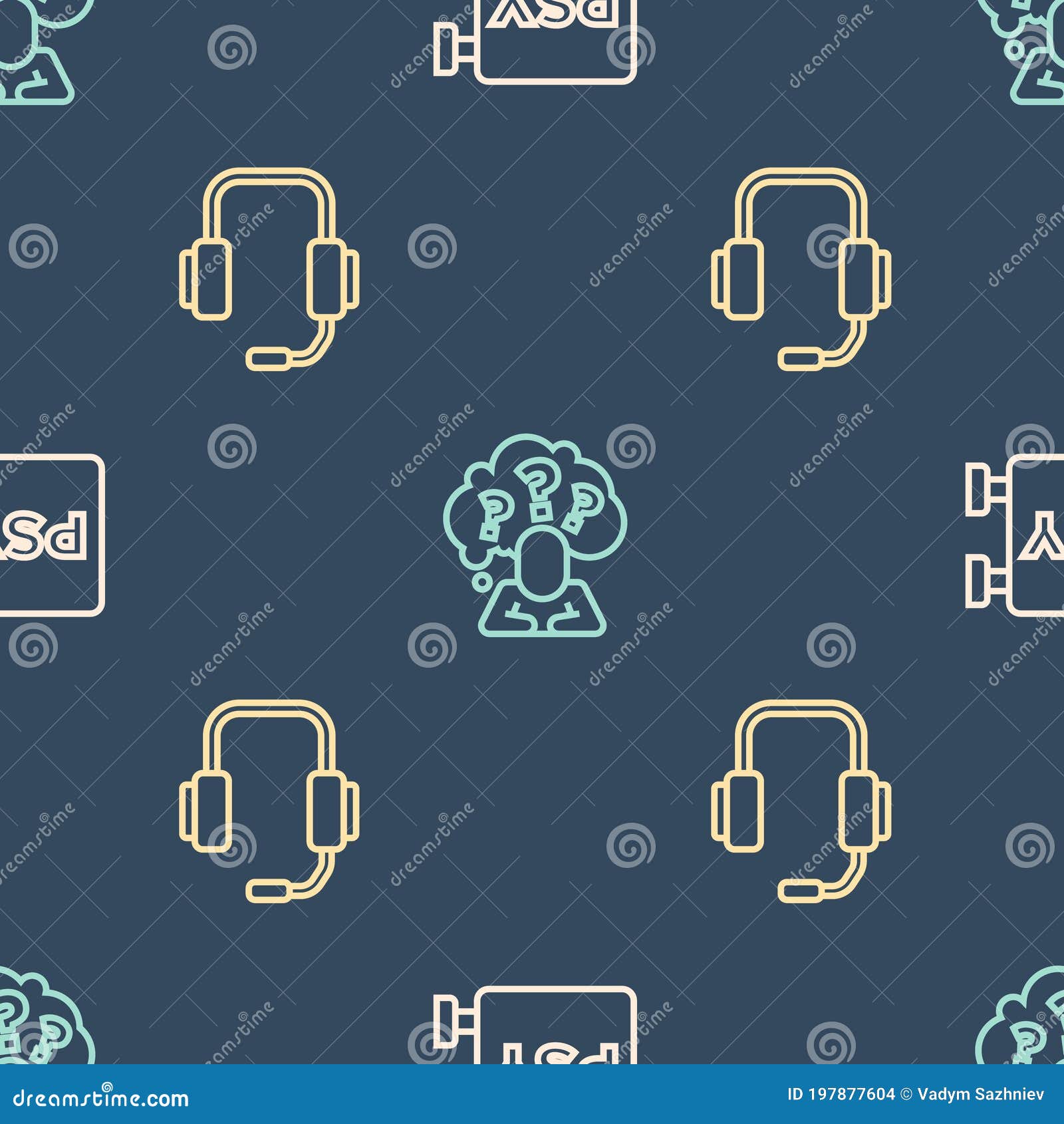 Set Line Psychology, Psi, Psychologist Online and Head with Question ...