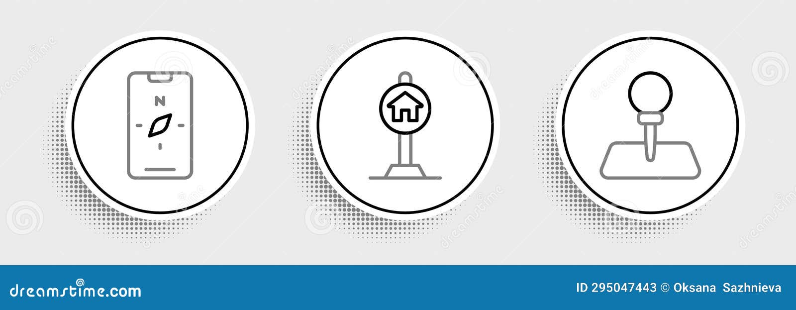 Set Line Push Pin, Compass On Mobile And Hotel Sign For Traffic Icon ...