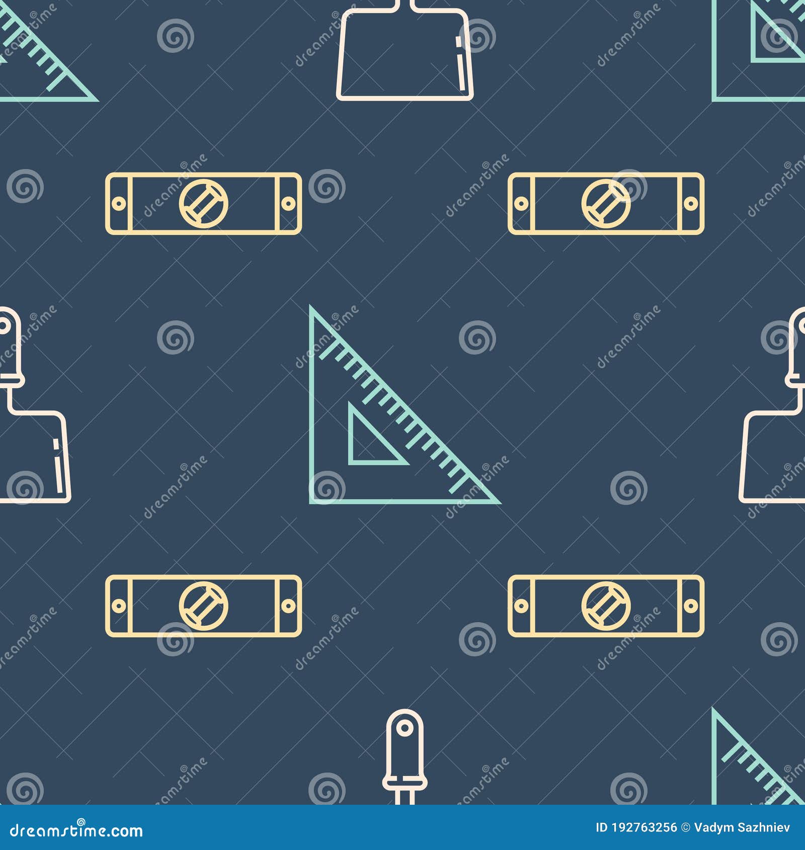 Set Line Putty Knife, Construction Bubble Level and Triangular Ruler on ...