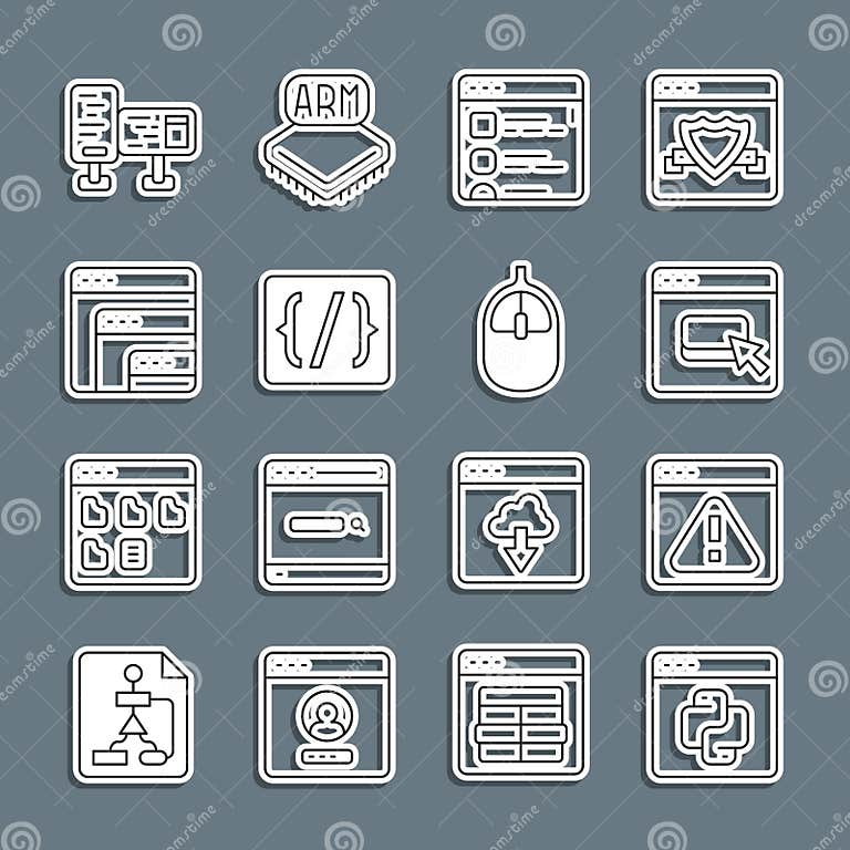 Set Line Python Programming Language, Browser with Exclamation Mark ...