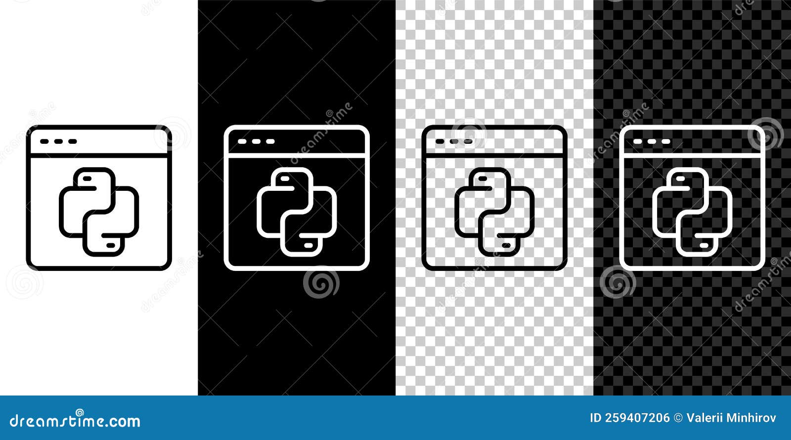 Set Line Python Programming Language Icon Isolated on Black and White ... Set Line Python Programming Language Icon Isolated on Black and White ...