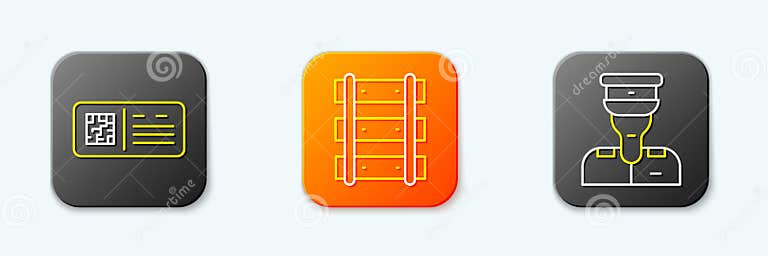 Set Line QR Code Ticket Train, Railway, Railroad Track and Train ...