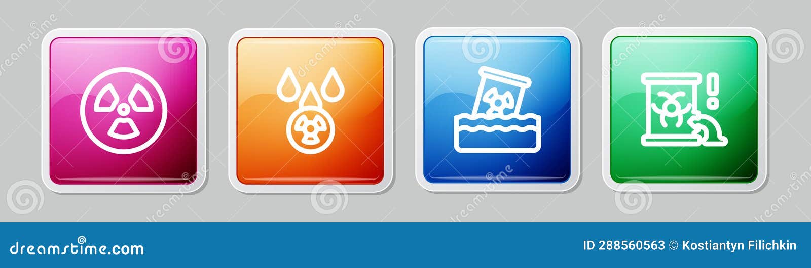 Set Radioactive, Acid Rain, Poison Magnifying Glass And Chemical ...