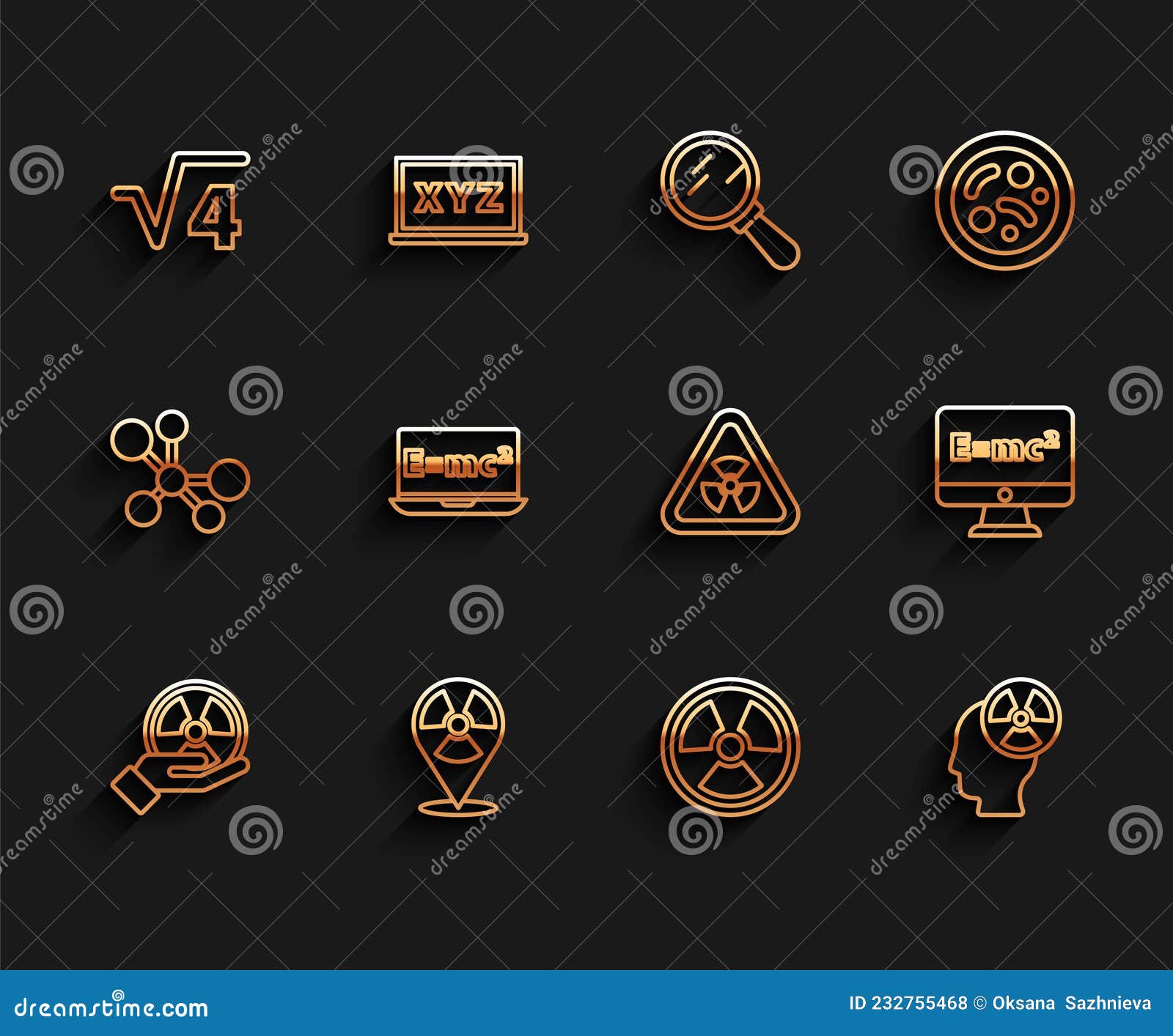 Set Line Radioactive, in Location, Square Root of 4 Glyph, Head and ...