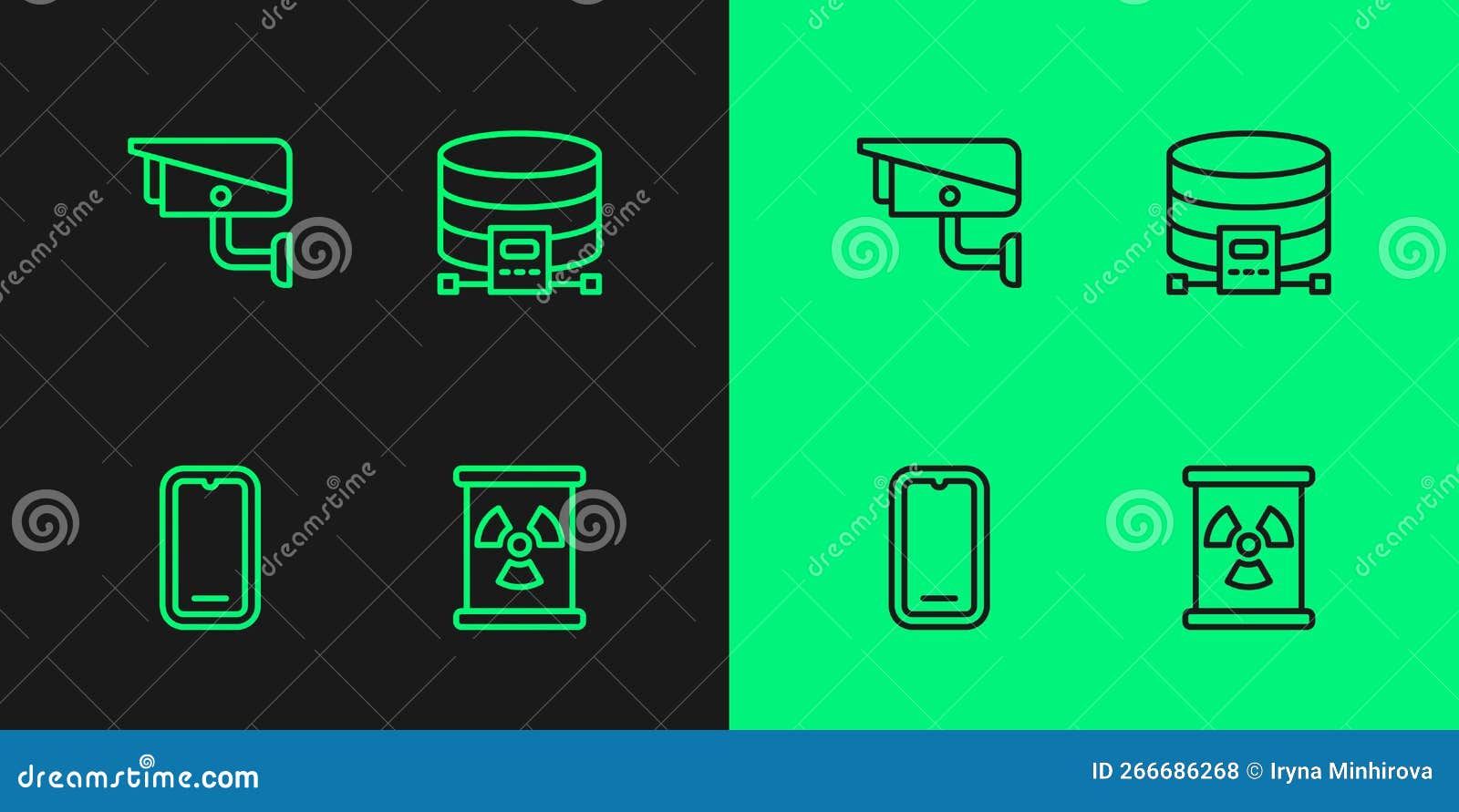 Set Line Radioactive Waste in Barrel, Mobile Phone, Security Camera and ...
