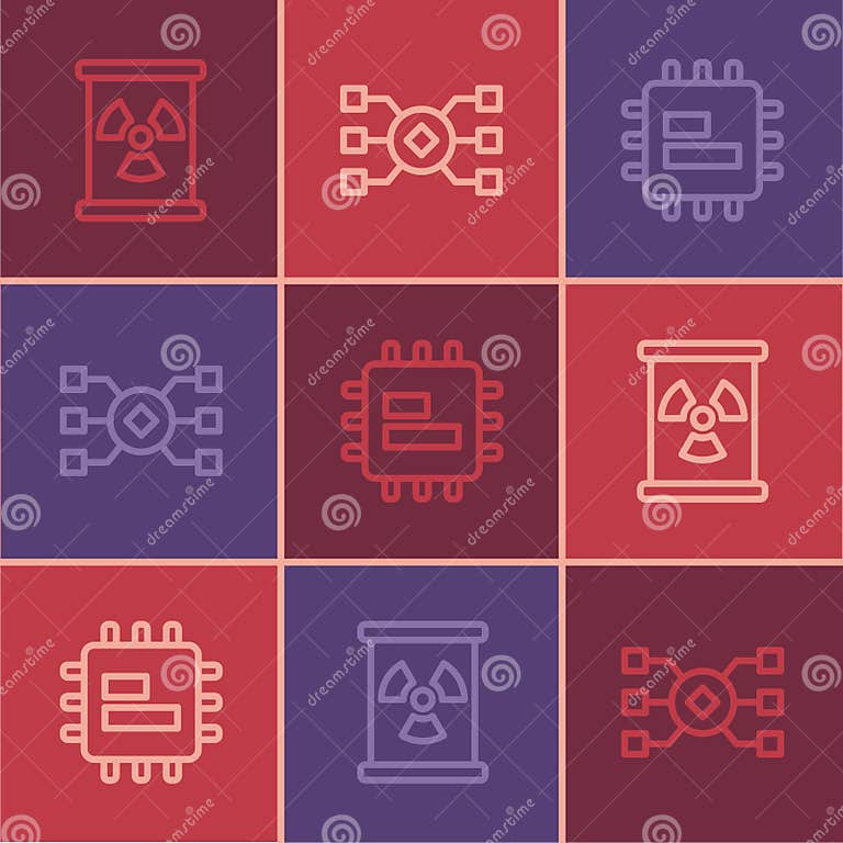 Set Line Radioactive Waste in Barrel, Processor CPU and Neural Network ...