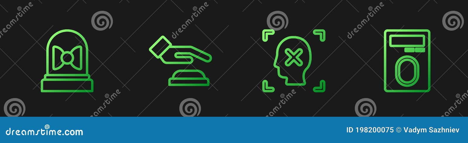 Line Rejection Face Recognition Icon Isolated On Blue Background. Face ...