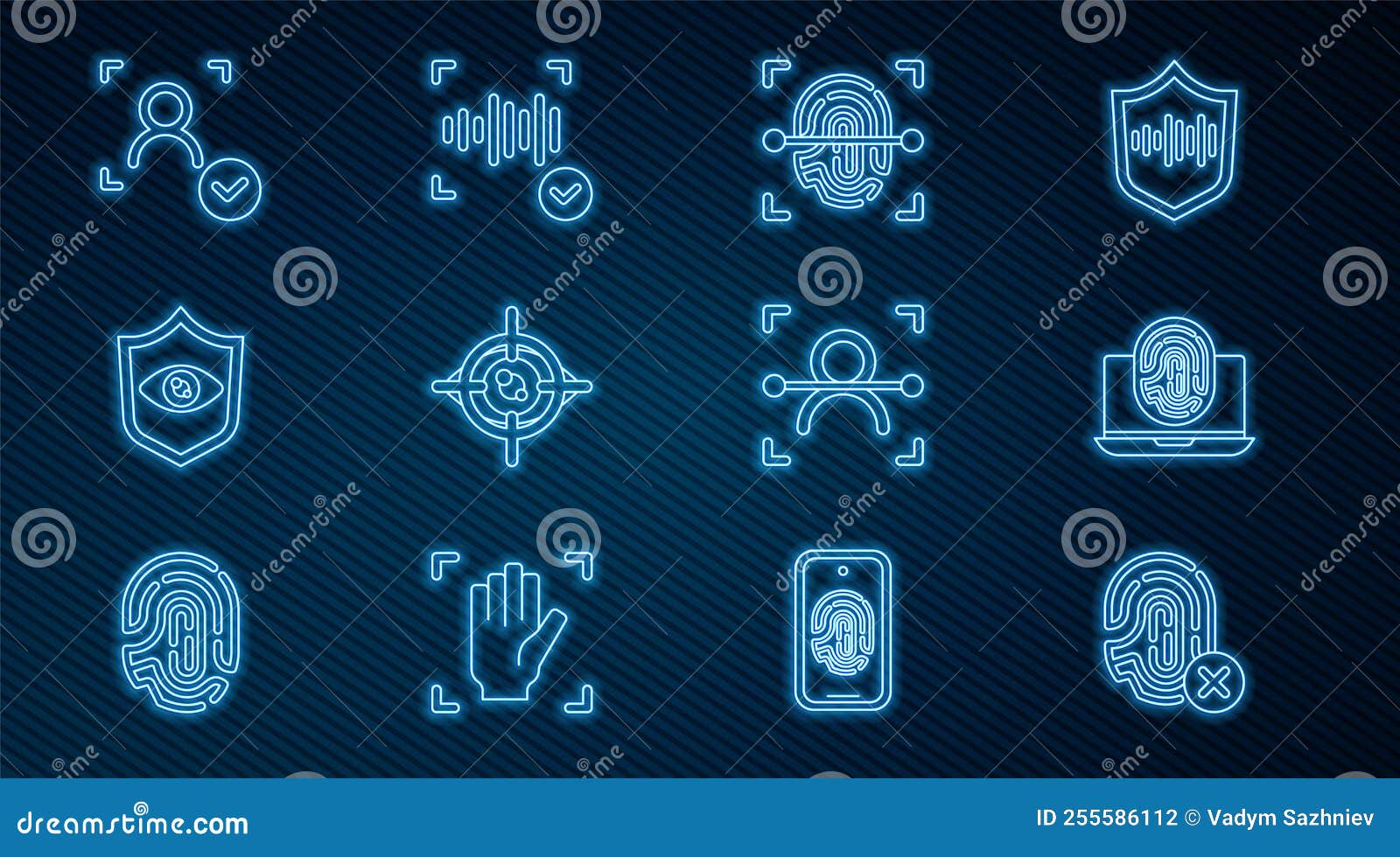 Set Line Rejection Fingerprint, Laptop with, Fingerprint, Eye Scan ... Set Line Rejection Fingerprint, Laptop with, Fingerprint, Eye Scan ...