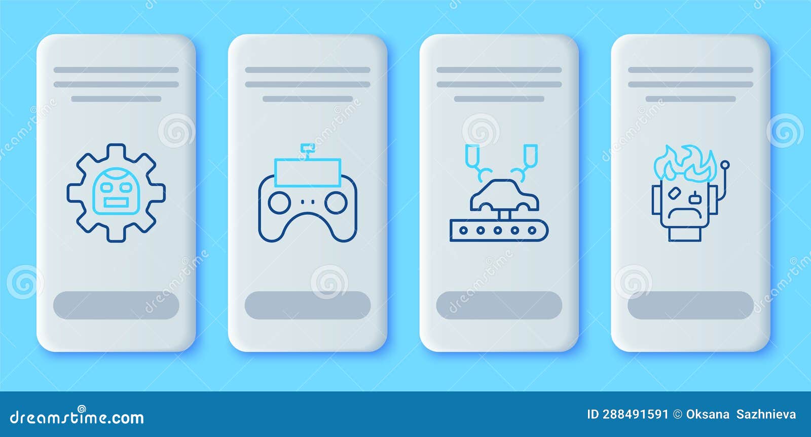 Set Line Remote Control, Robotic Robot Arm Factory, and Burned Out Icon ...
