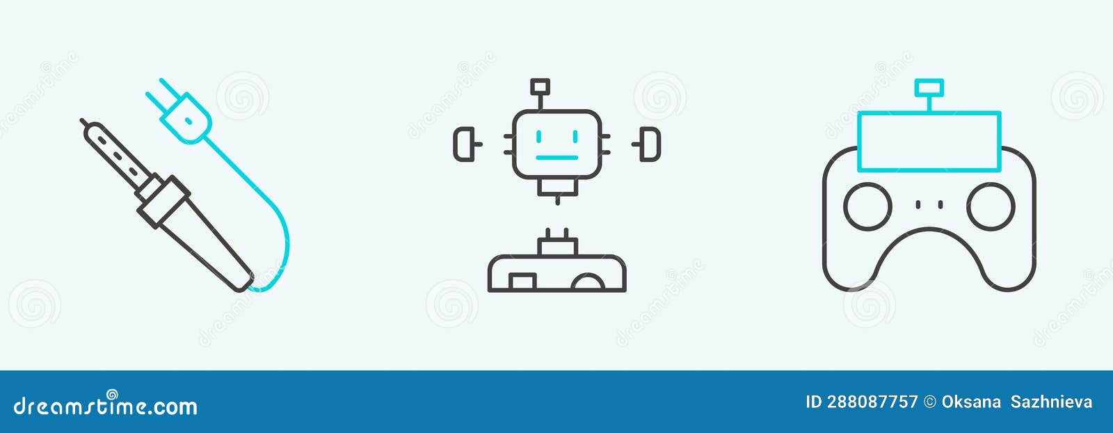 Set Line Remote Control, Soldering Iron and Disassembled Robot Icon ...