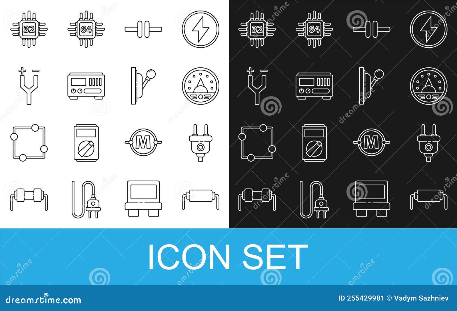 Set Line Resistor Electricity, Electric Plug, Ampere Meter, Multimeter ...