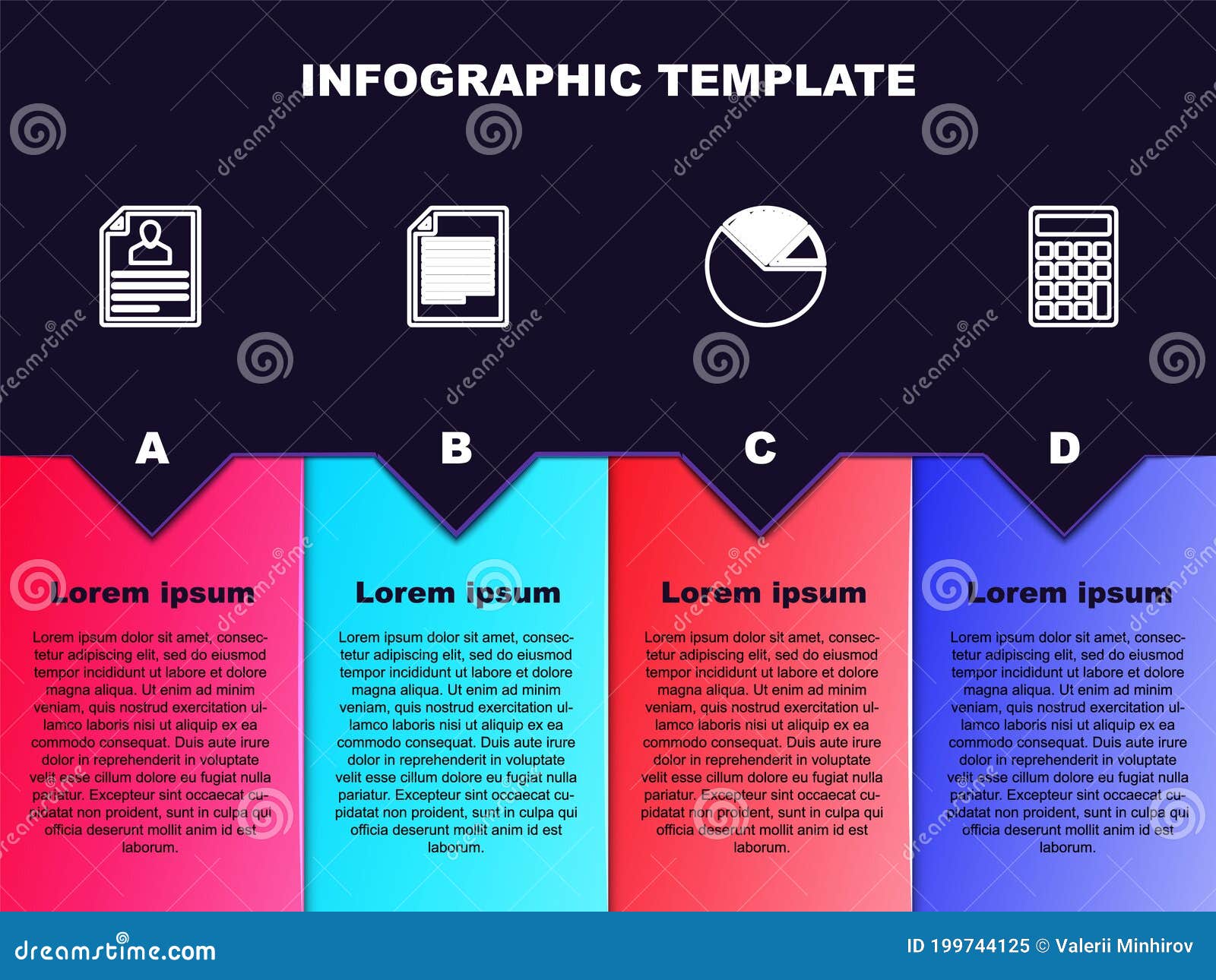 Set Line Resume, Document, Pie Chart Infographic and Calculator ...