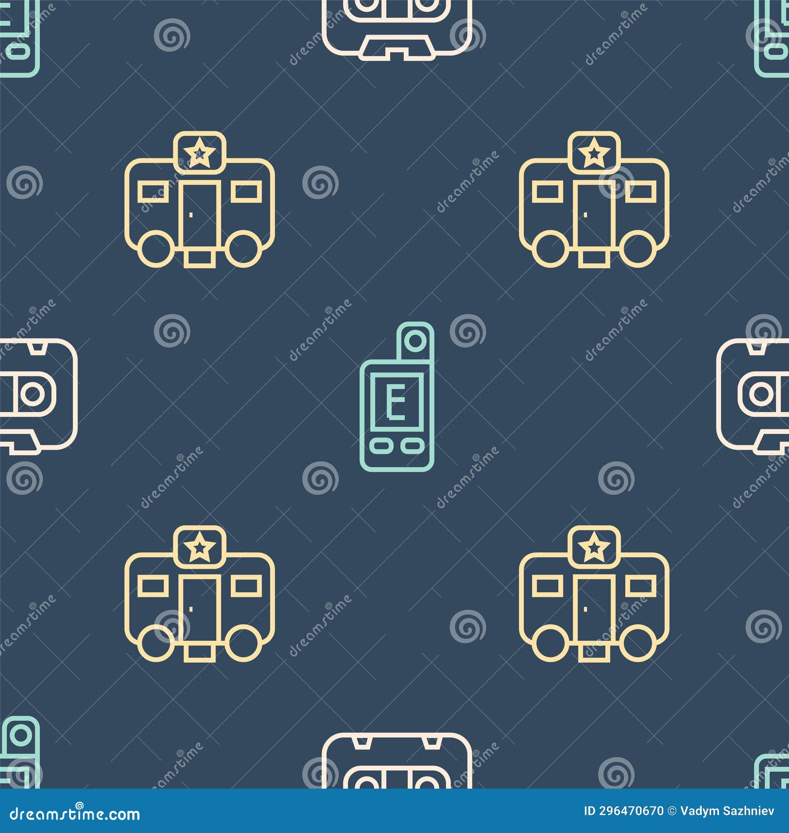 Set Line Retro Audio Cassette Tape, Actor Trailer and Light Meter on ...