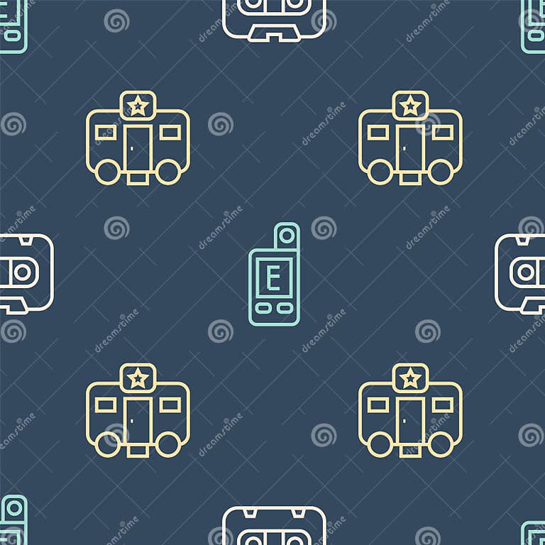 Set Line Retro Audio Cassette Tape, Actor Trailer and Light Meter on ...