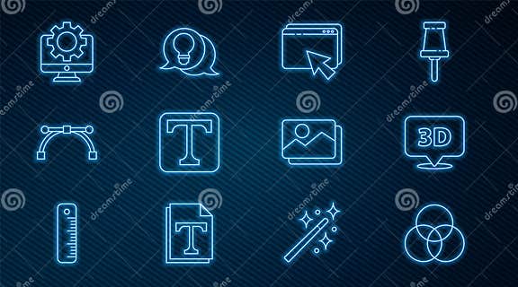 Set Line RGB and CMYK Color Mixing, Speech Bubble with Text 3D, Web Design Development, Text ...