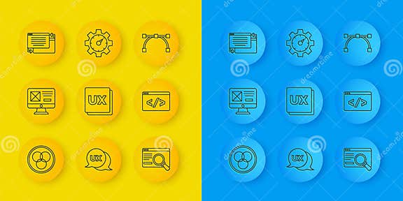 Set Line RGB and CMYK Color Mixing, UI UX Design, Front End Development, Bezier Curve and ...