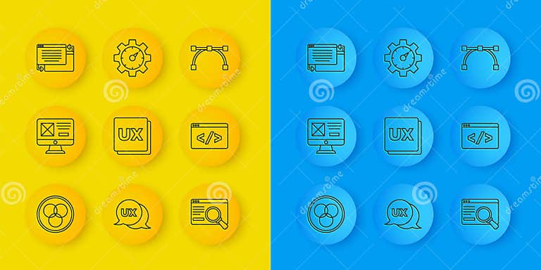 Set Line RGB and CMYK Color Mixing, UI UX Design, Front End Development, Bezier Curve and ...