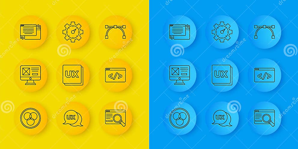 Set Line RGB and CMYK Color Mixing, UI UX Design, Front End Development, Bezier Curve and ...