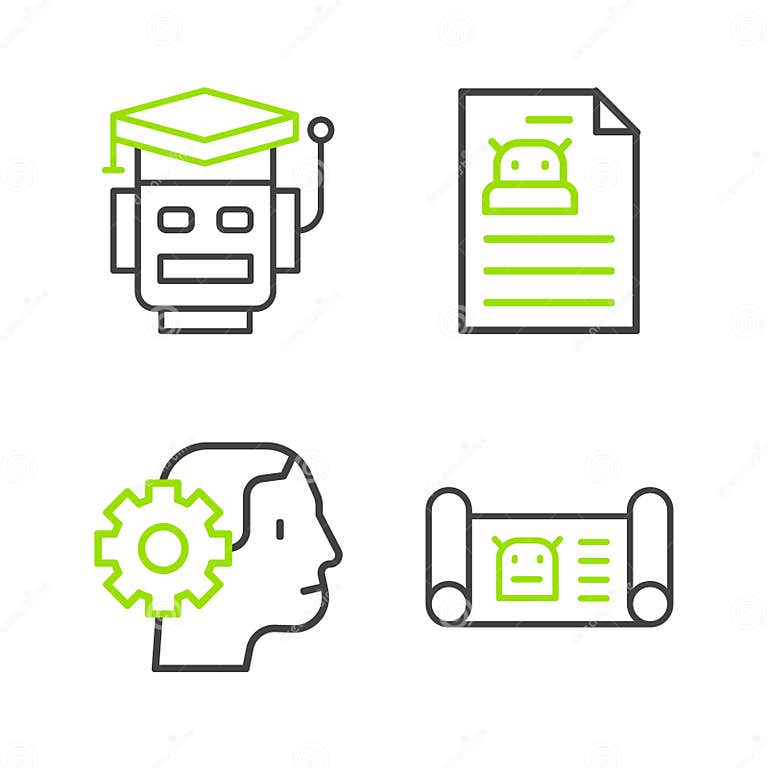 Set Line Robot Blueprint, Humanoid Robot, Technical Specification and ...