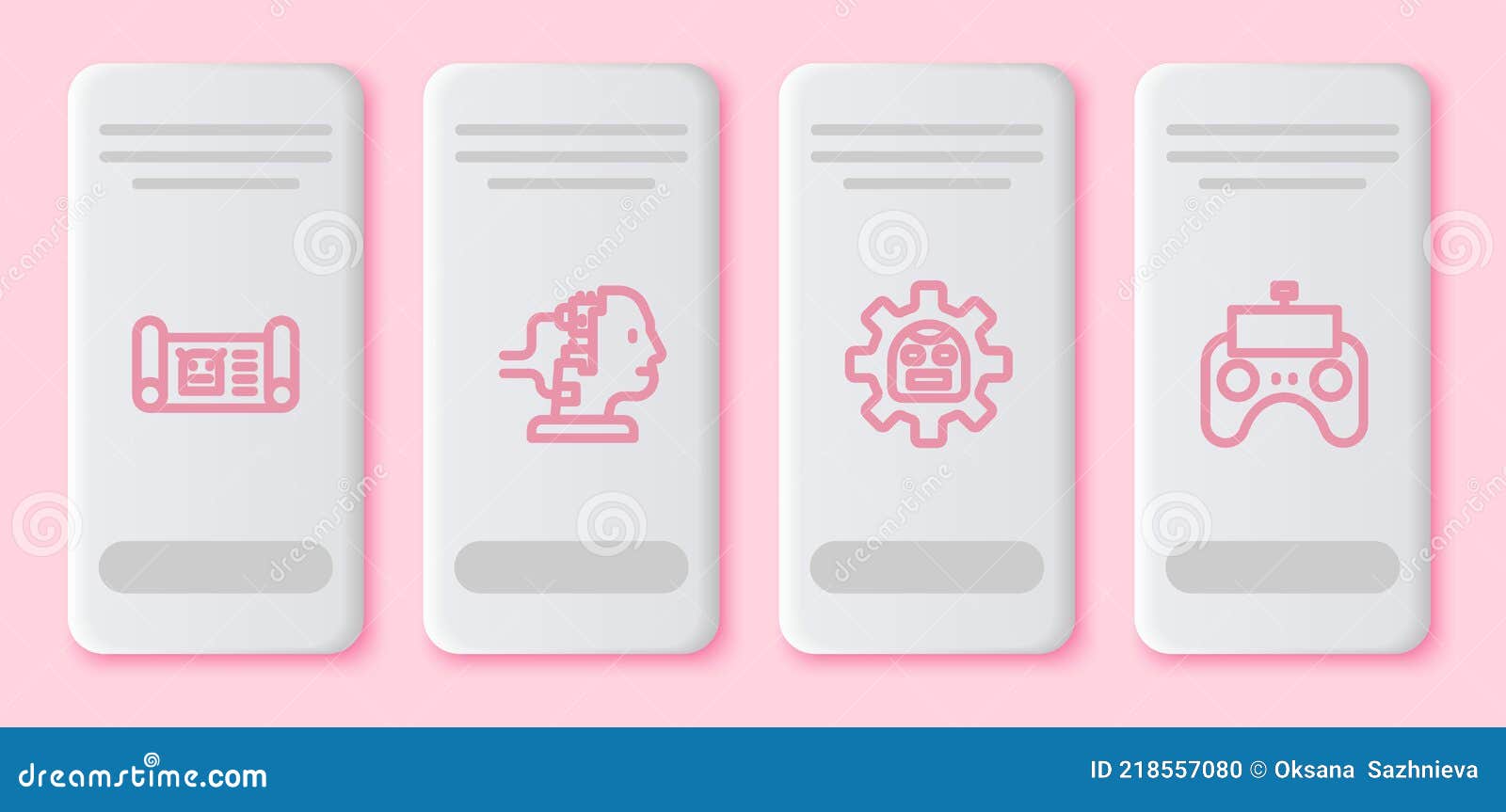 Set Line Robot Blueprint, for Maintenance, and Remote Control. White ...