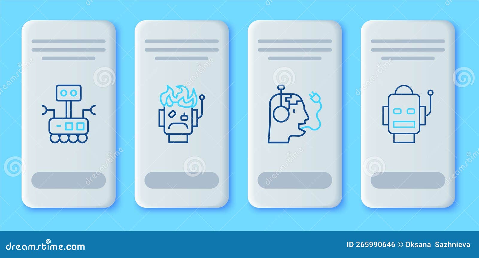 Set Line Robot Burned Out, Charging Battery, and Icon. Vector Stock ... Set Line Robot Burned Out, Charging Battery, and Icon. Vector Stock ...