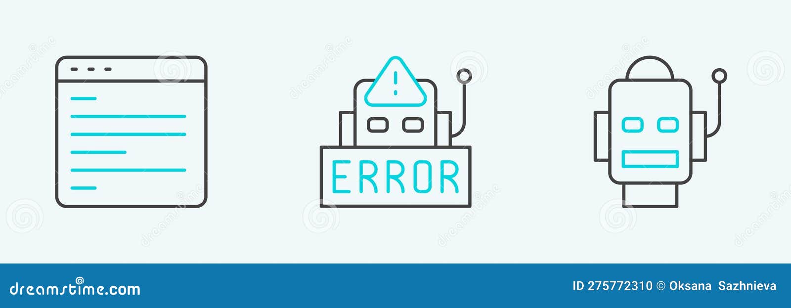 Set Line Robot, Computer Api Interface and Error Robot Icon. Vector ... Set Line Robot, Computer Api Interface and Error Robot Icon. Vector ...