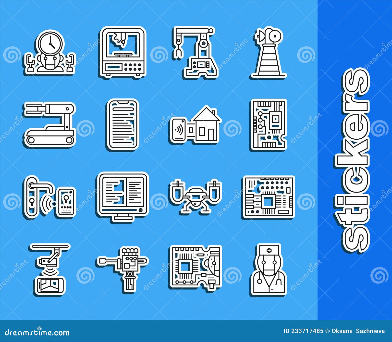 Set Line Robot Doctor, Printed Circuit Board PCB, Electronic Computer ...