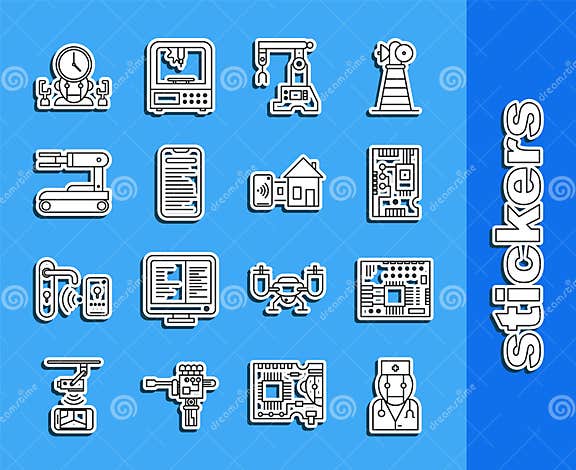 Set Line Robot Doctor, Printed Circuit Board PCB, Electronic Computer ...