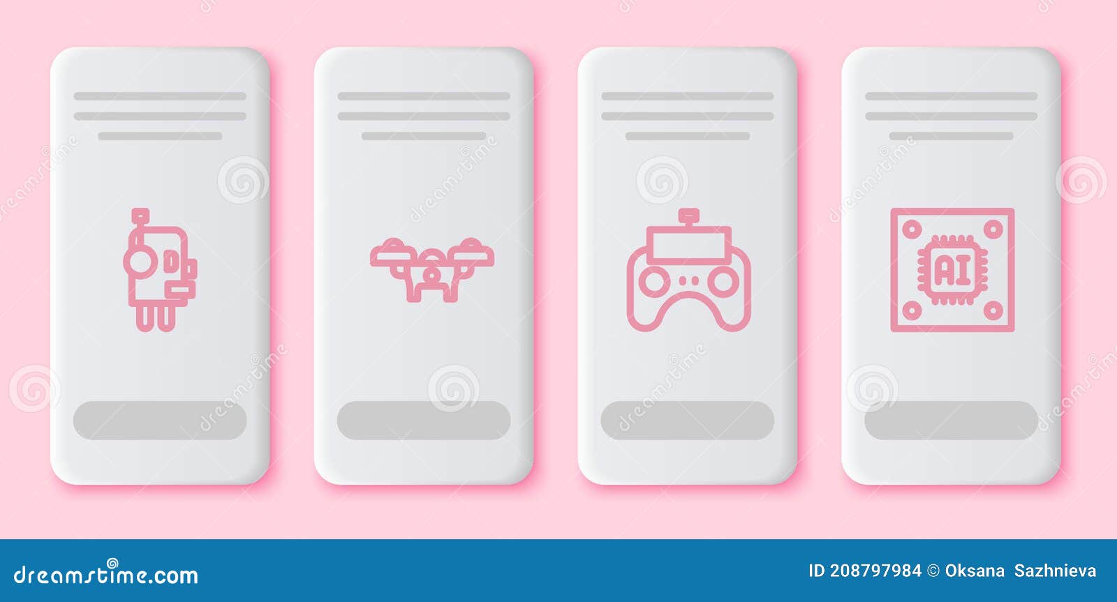 Set Line Robot Drone Remote Control And Processor With Microcircuits