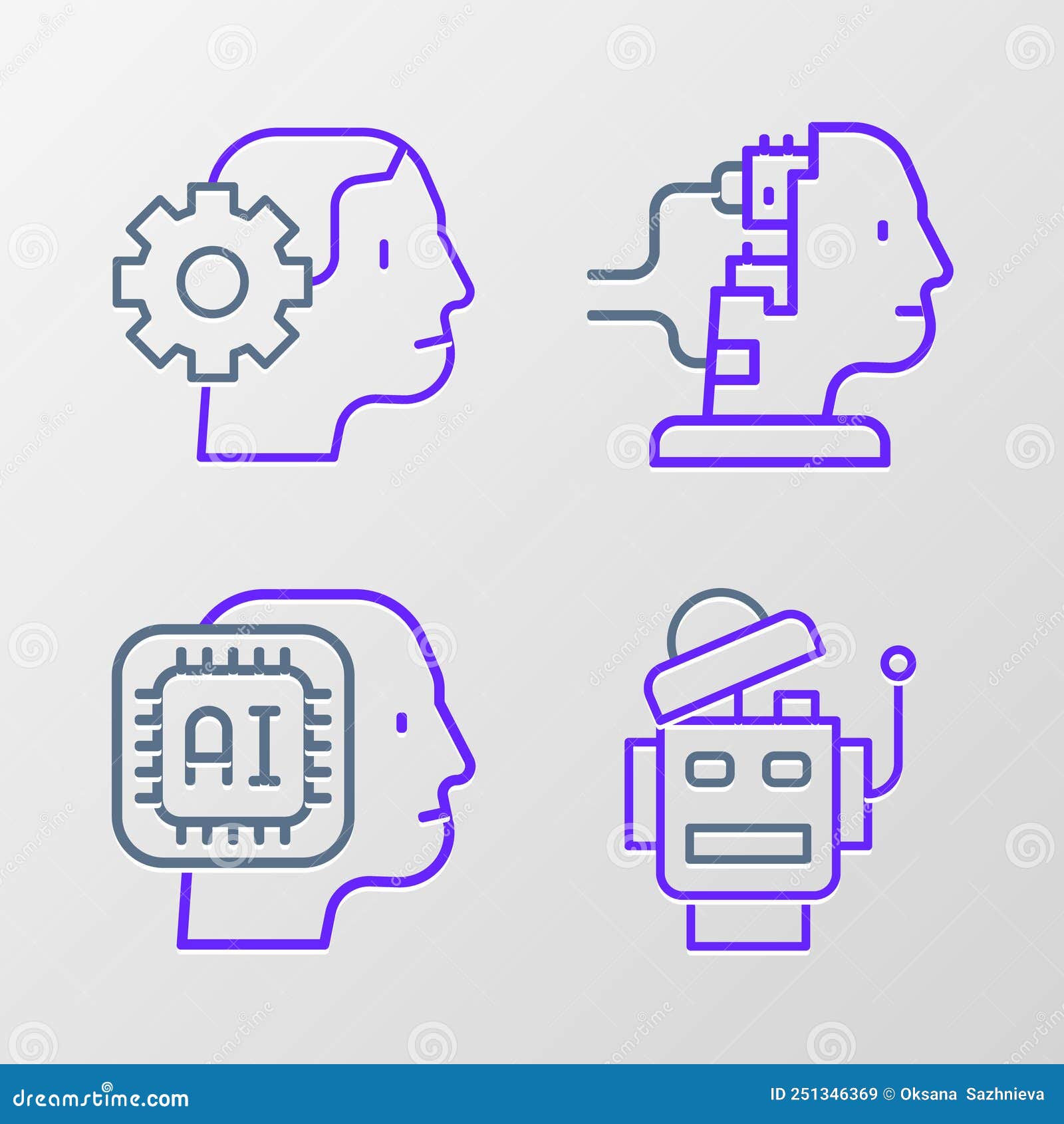Set Line Robot, Humanoid Robot, for Maintenance and Icon. Vector Stock ...