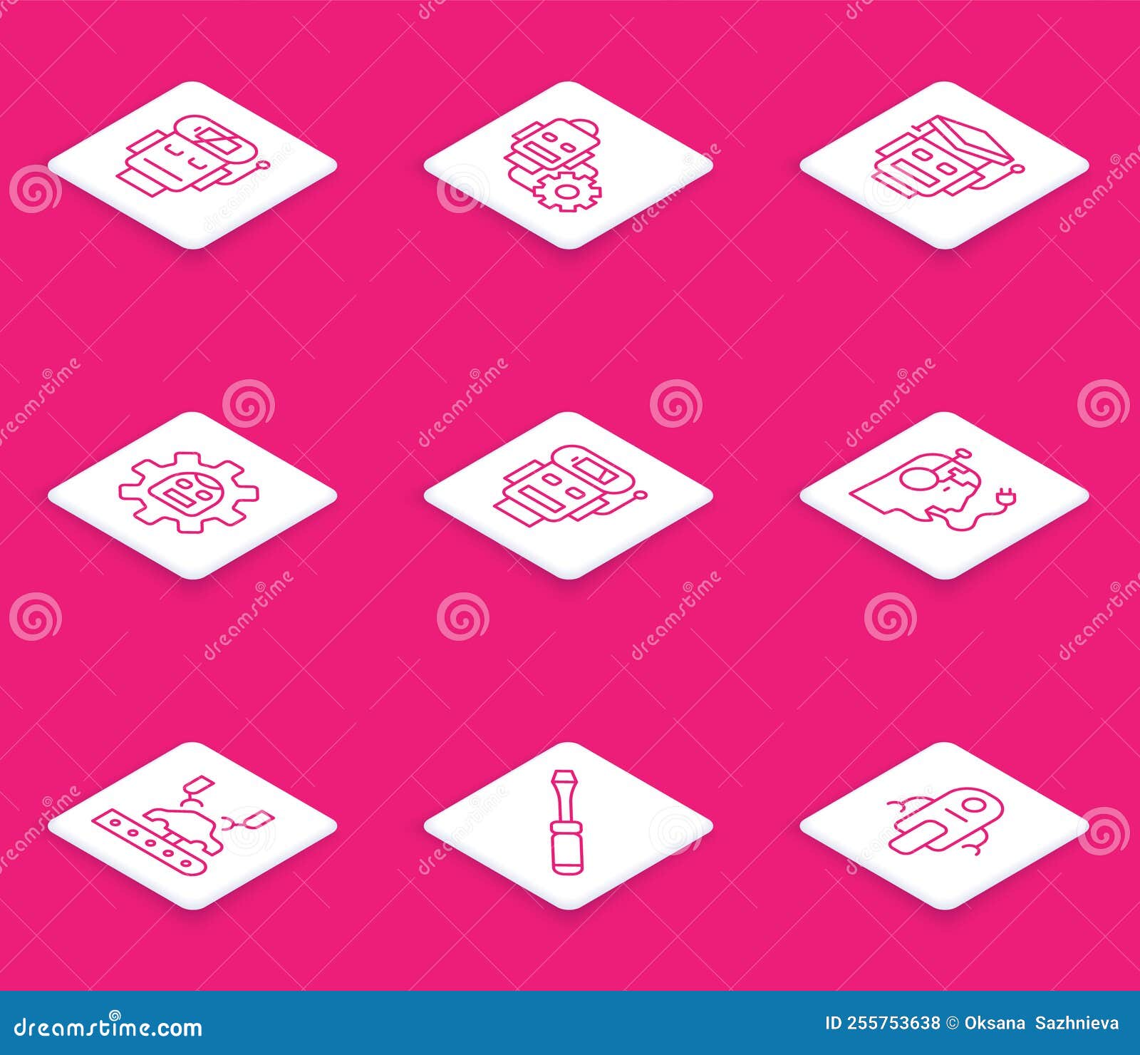 Set Line Robot Low Battery Charge, Setting, Charging, Robotic Robot Arm ...