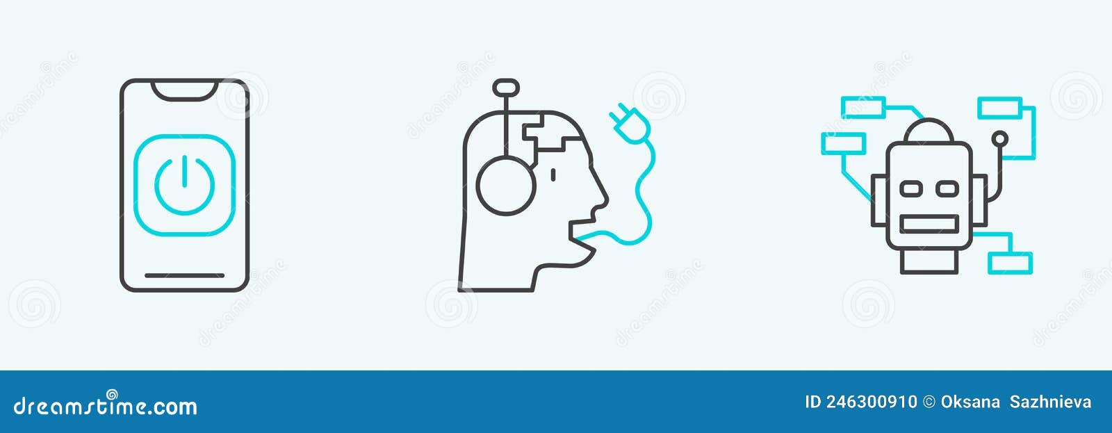 Set Line Robot, Turn Off Robot from Phone and Charging Battery Icon ...