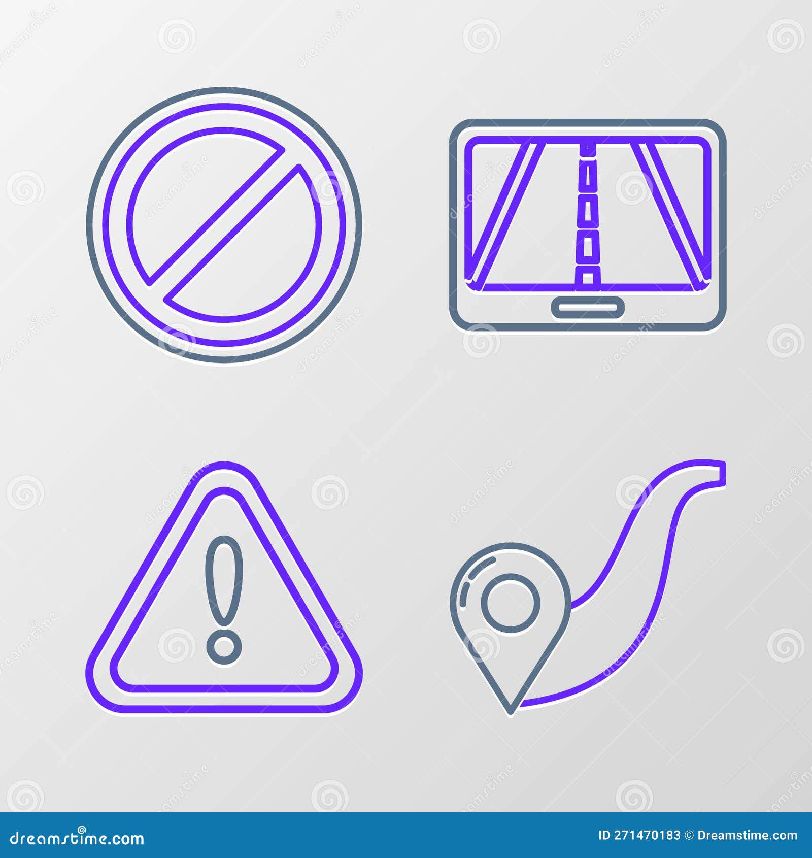 Set Line Route Location, Exclamation Mark in Triangle, Infographic of ...