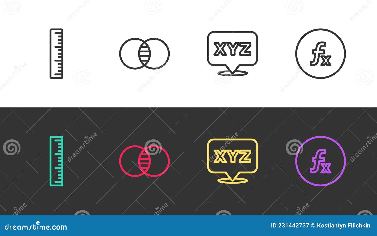 Set Line Ruler Mathematics Sets A And B Xyz Coordinate System And