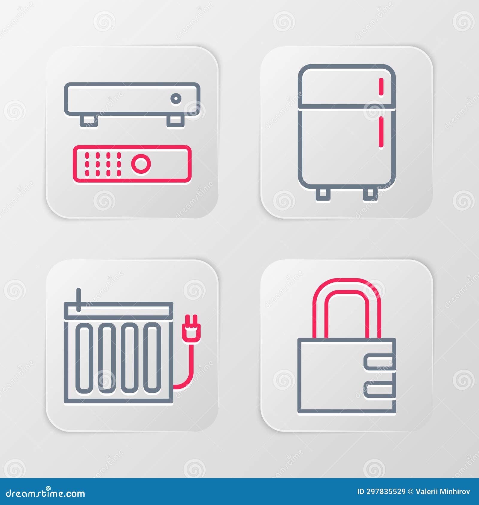 Set Line Safe Combination Lock, Heating Radiator, Refrigerator and ...