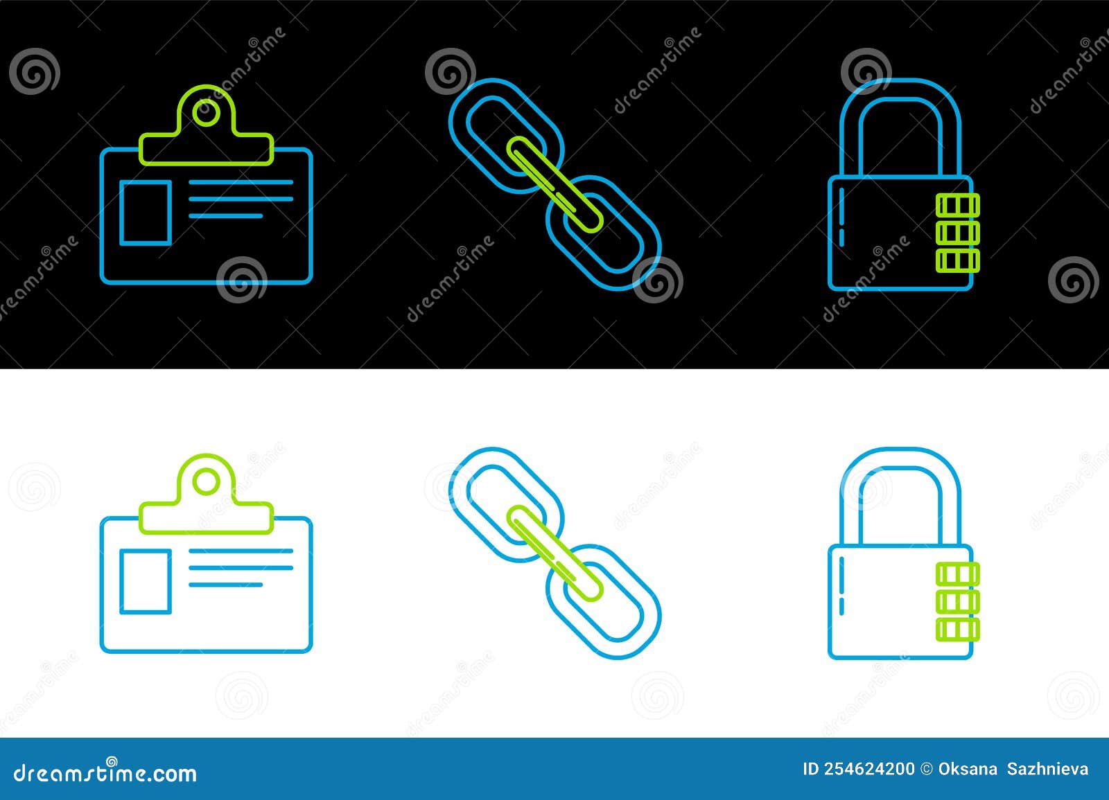 Set Line Safe Combination Lock, Identification Badge and Chain Link ...
