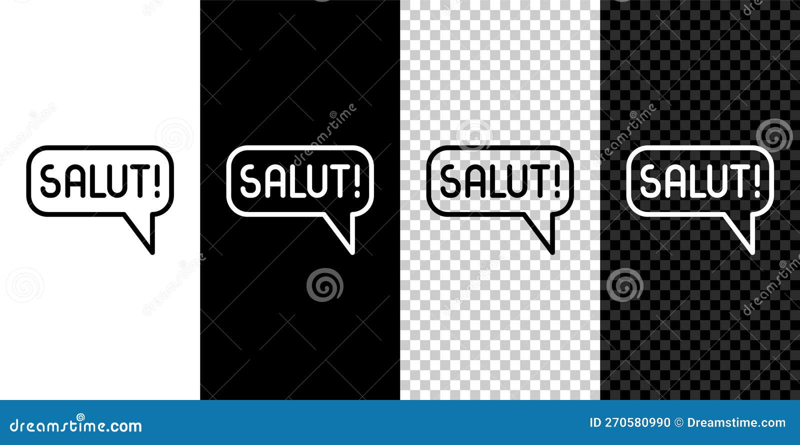 Set Line Salut in Different Languages Icon Isolated on Black and White ...