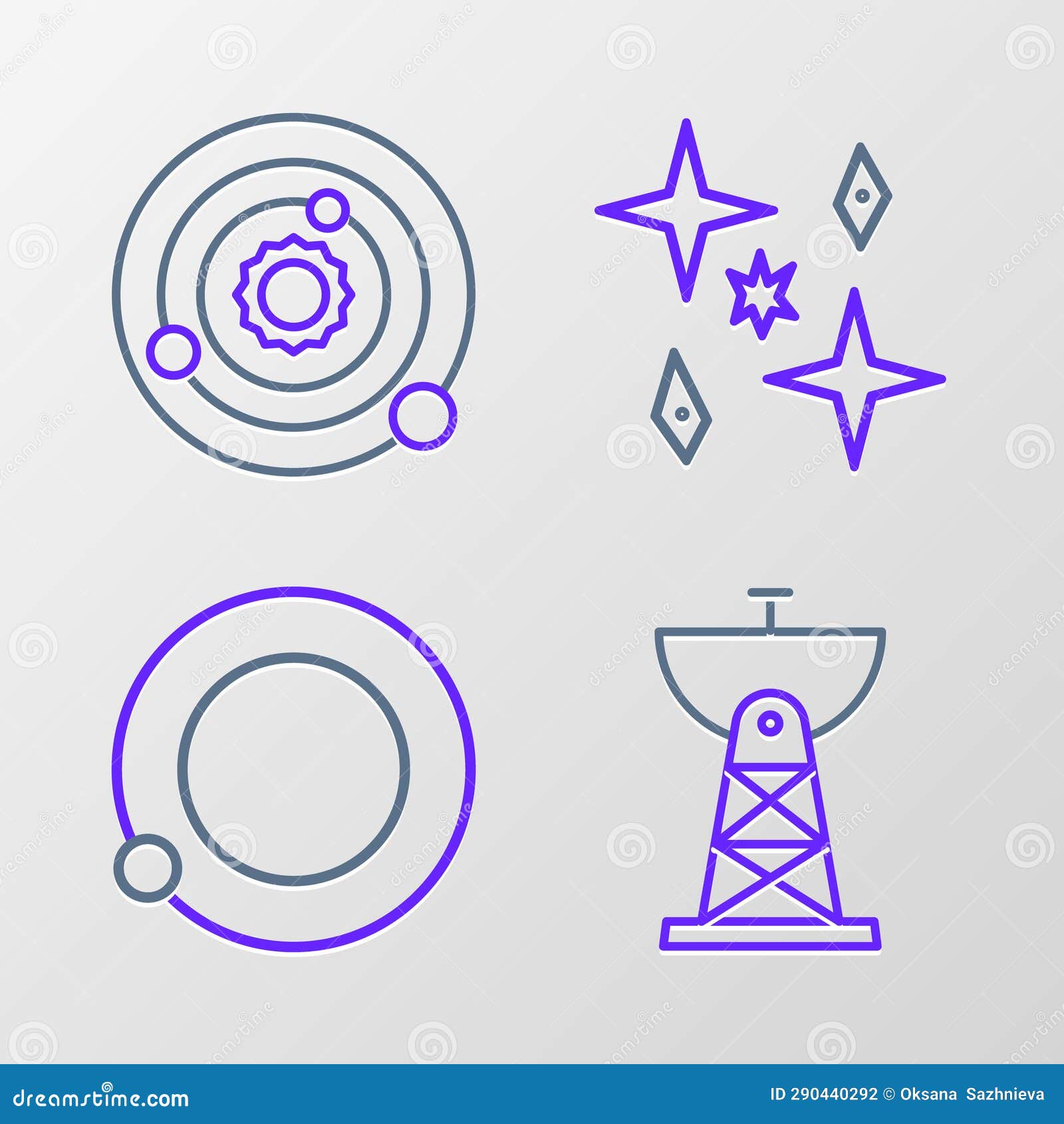 Set Line Satellite Dish, Satellites Orbiting the Planet Earth, Planet ...