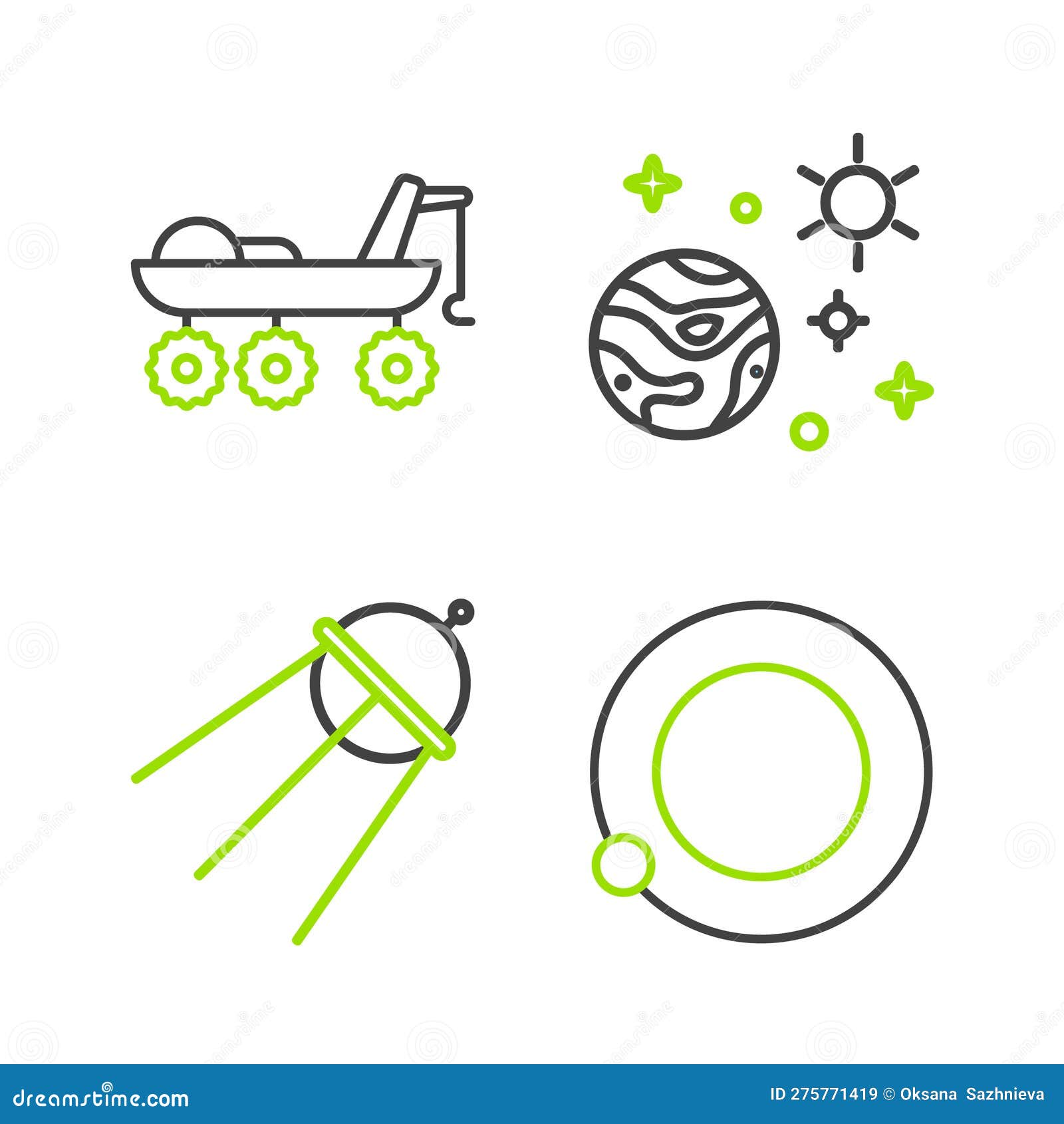 Set Line Satellites Orbiting the Planet Earth, Space and and Mars Rover ... Set Line Satellites Orbiting the Planet Earth, Space and and Mars Rover ...