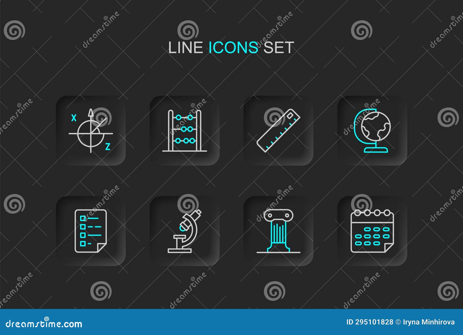Set Line School Timetable, Law Pillar, Microscope, Clipboard with ...