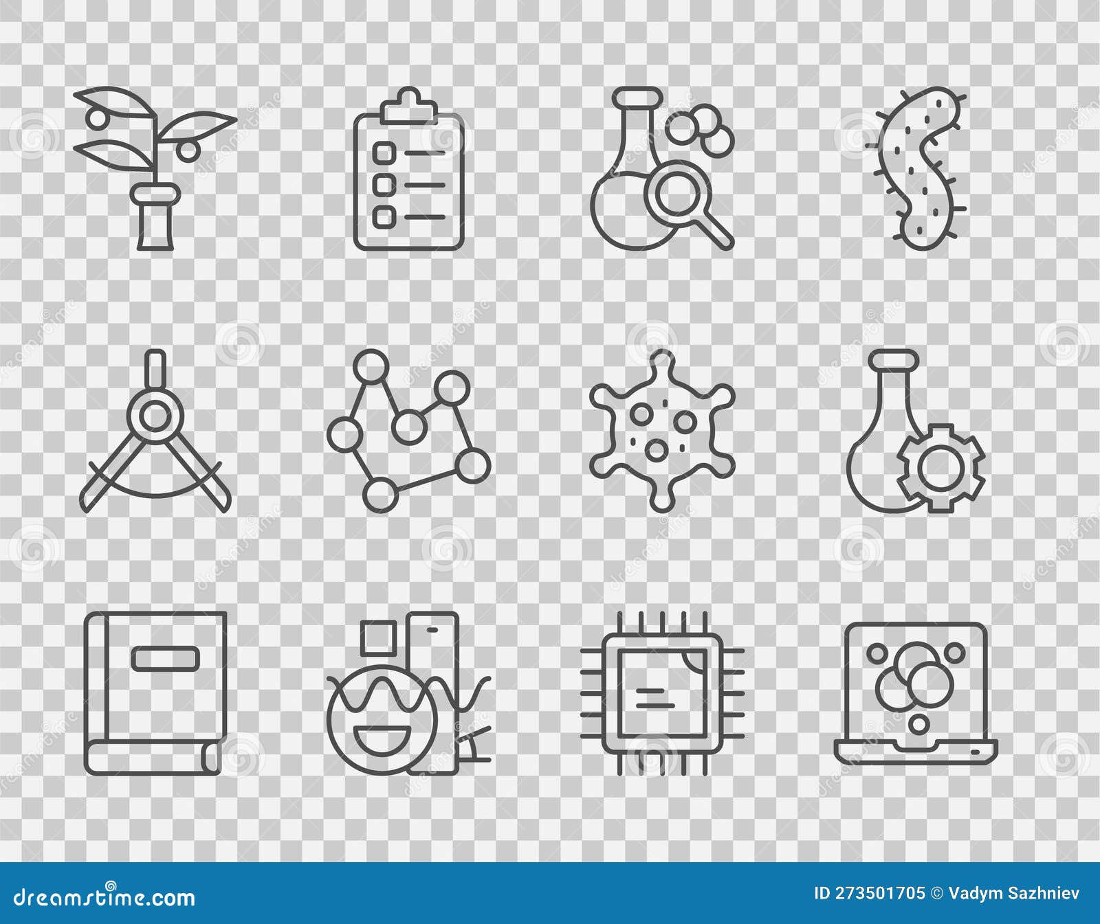Set Line Science Book, Chemical Formula, Test Tube, Basic Geometric ...