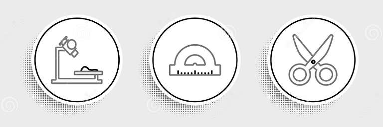 Set Line Scissors, Microscope and Protractor Grid for Measuring Degrees ...