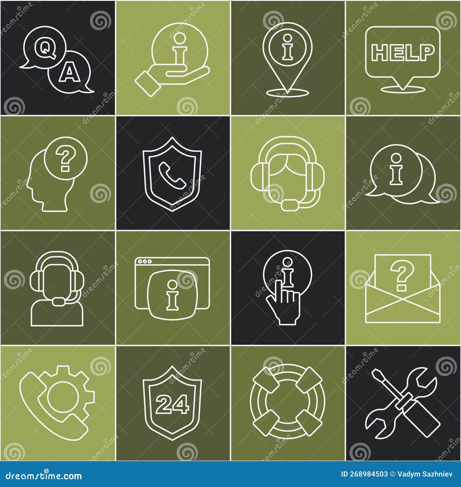 Set Line Screwdriver and Wrench Spanner, Envelope with Question Mark ...