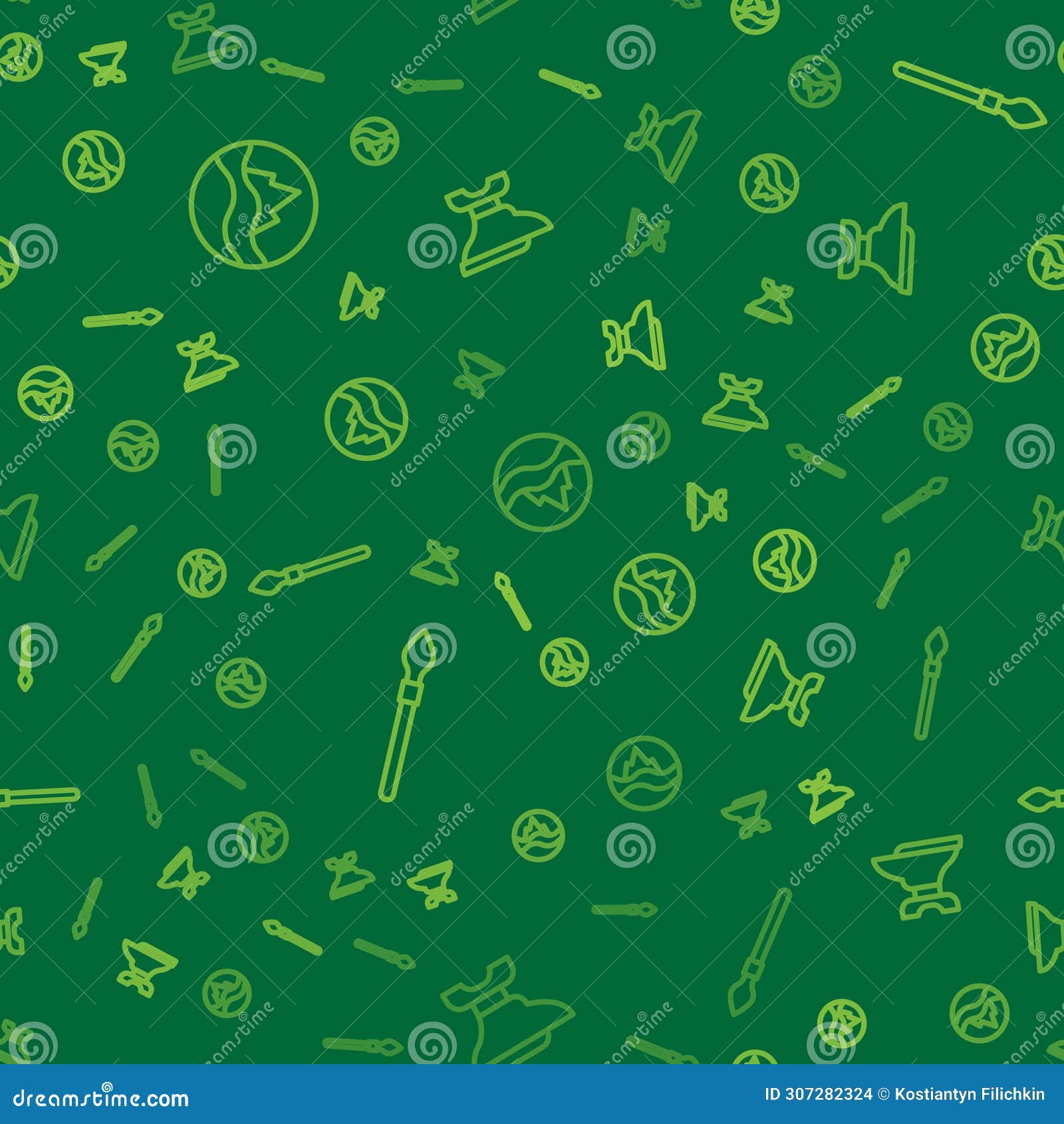 Set Line Sea and Waves, Medieval Spear and Anvil for Blacksmithing on ...