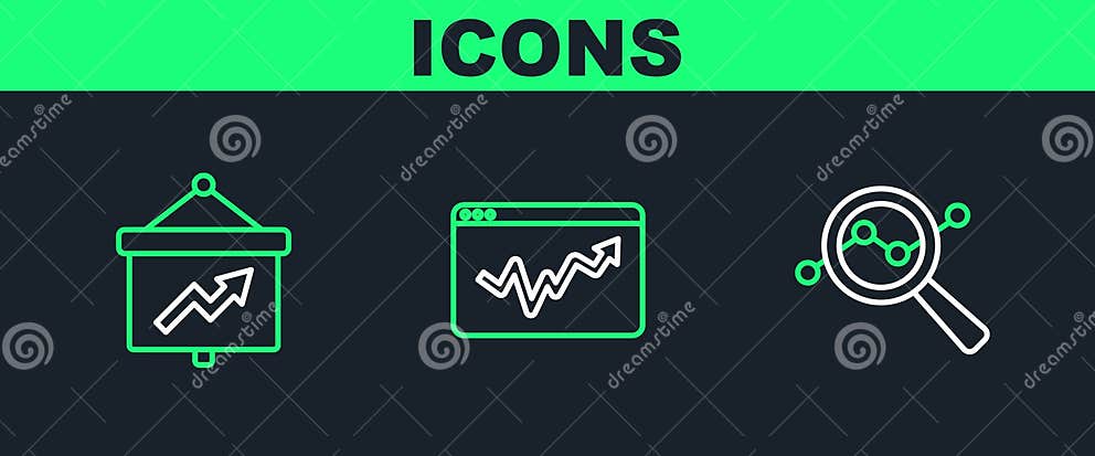 Set Line Search Data Analysis, Board with Graph and Graph Chart ...
